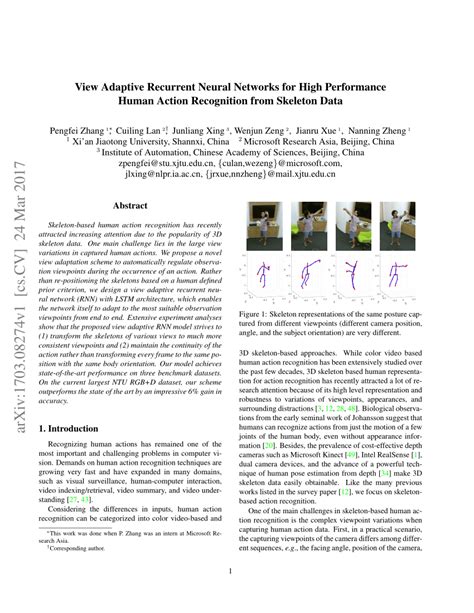 Pdf View Adaptive Recurrent Neural Networks For High Performance Human Action Recognition From
