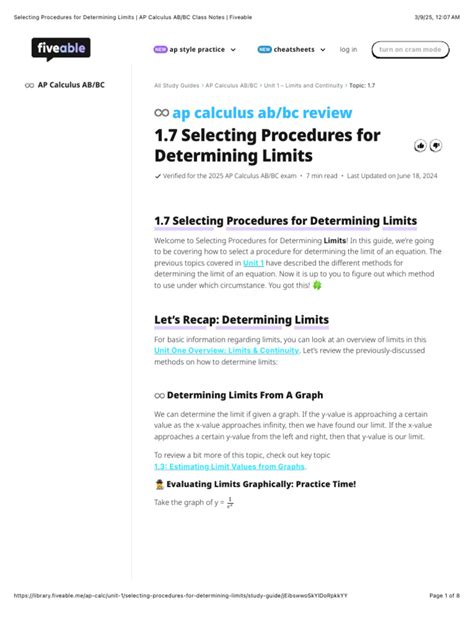 17 Selecting Procedures For Determining Limits Ap Calculus Abbc