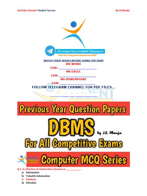 dbms mcq questions with answers pdf databases information technology