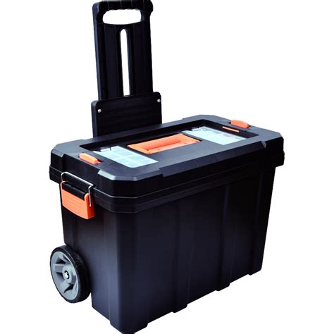 Heavy Duty Rolling Tool Box With Telescopic Handle And Internal Tool Tray 590x340x410 Mm Adexa