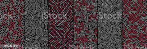 둥근 라인 드립과 유기 원활한 패턴의 집합입니다 확산 반응 배경 바이오닉 모양의 선형 설계 자연 세포 미로 산호의 구조 추상 벡터 그림입니다 개체 그룹에 대한 스톡 벡터