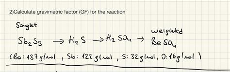 Solved Calculate Gravimetric Factor GF For The Chegg Com
