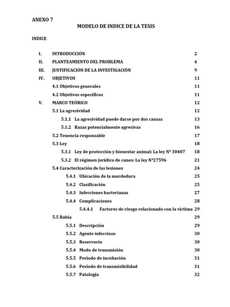 Modelo De Indice De Tesis Pdf Medicina Epidemiología