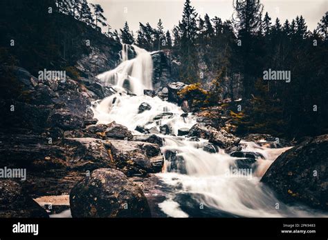 The Waterfall Elgafossen Near Vassbotten The Waterfall Forms The