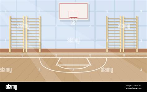 School Gym Vector Interior Flat Sport Court Stock Vector Image And Art