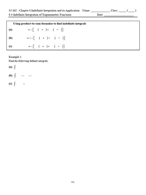 8 4 Indefinite Integration Of Trigonometric Functions Pdf Trigonometric Functions Calculus