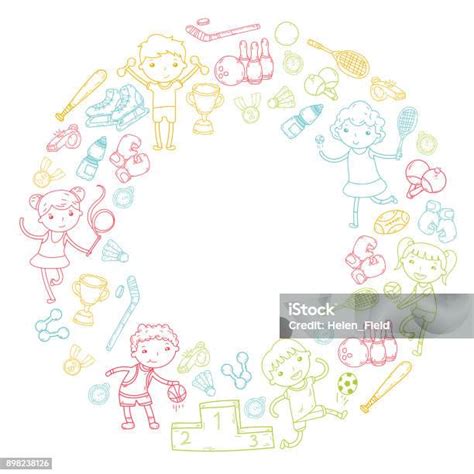 남자와 여자 재생 스포츠 일러스트 피트 니스 축구 축구 요가 테니스 농구 하 키 배구 6 7 살에 대한 스톡 벡터 아트 및 기타 이미지 Istock