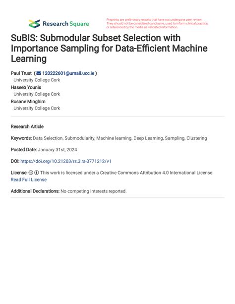Pdf Subis Submodular Subset Selection With Importance Sampling For Data Efficient Machine