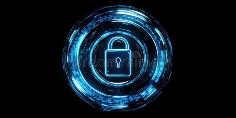 Digital Lock Icon With Futuristic Circular Design Representing