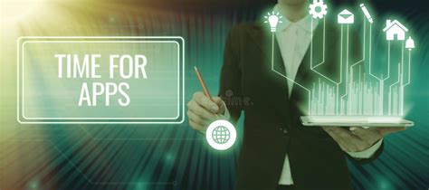 Conceptual Caption Time For Apps Word Written On Make Use Of Application Or Services Using The