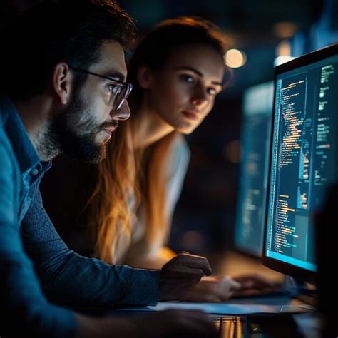 Computer And Teamwork Solving Problems In The Tech Industry Premium Ai Generated Image