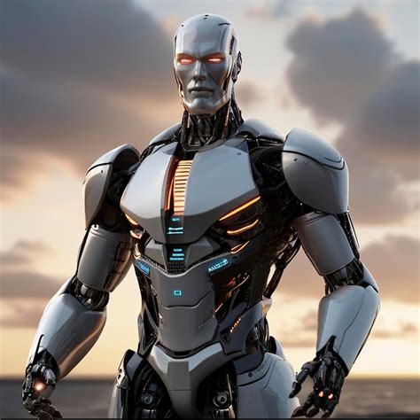 Premium Ai Image 3d Rendering Humanoid Robot Working With Future Digital Graphic Interface On