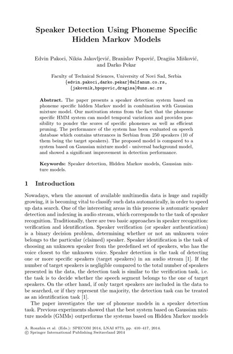 Pdf Speaker Detection Using Phoneme Specific Hidden Markov Models
