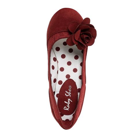 Ruby Shoo Crimson Red Heeled Corsage Court Shoes Red Court Shoes
