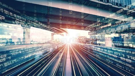 loopable video of digital data flow on road in concept of program coding stock video video of