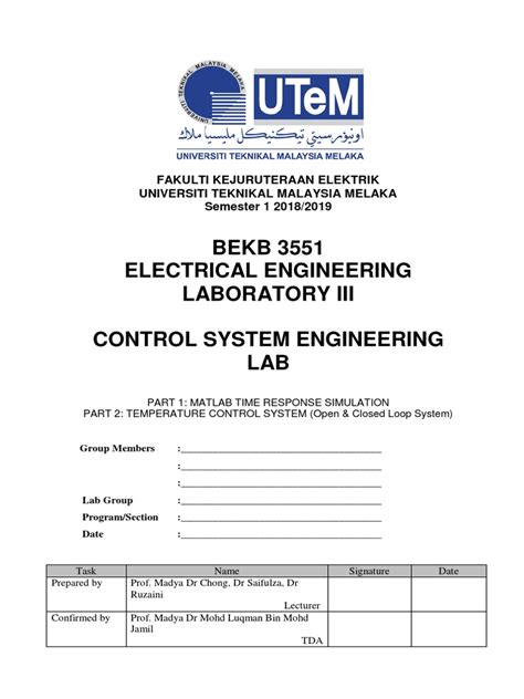 Lab 3 Control System Bekb 3551 Pdf Control Theory Control System
