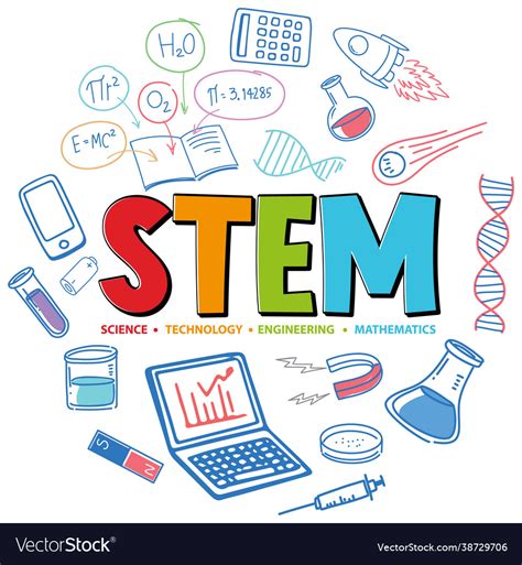 Colourful Stem Education Logo With Learning Vector Image