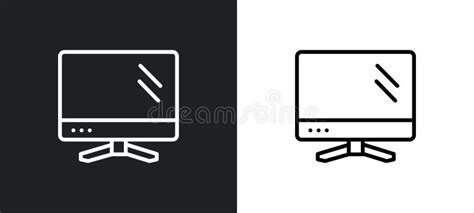 Computer Monitor Outline Icon In White And Black Colors Computer Monitor Flat Vector Icon From