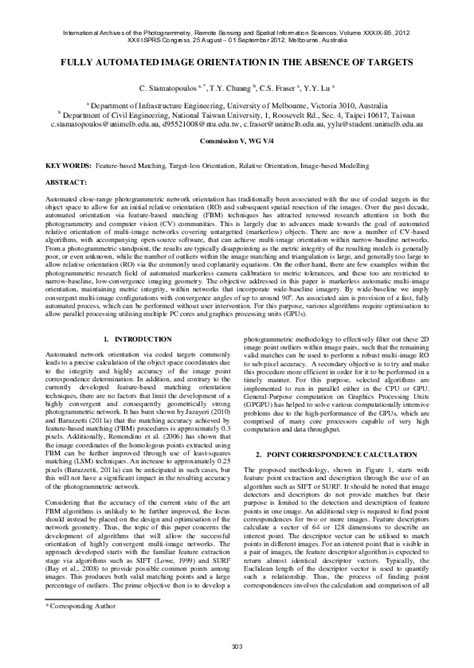 Pdf Fully Automated Image Orientation In The Absence Of Targets