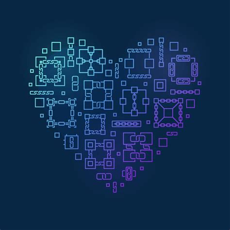 Blockchain Linear Vector Heart Shape Colored Illustration 13703352 Vector Art At Vecteezy