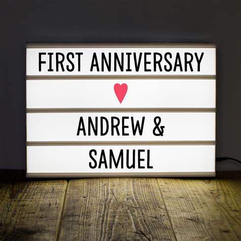 Personalised Editable Light Box 1st Anniversary Card Hallmark Uk