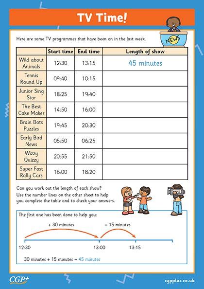 Tv Time Year 3 Cgp Plus Worksheets Library