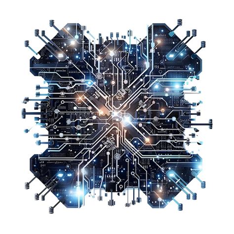 Electronic Circuit With Lights In Data Visualization Style To Convey The Complexity And