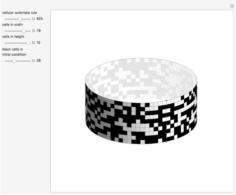 A Cellular Automaton Mapped On The Surface Of A Cylinder Wolfram Demonstrations Project
