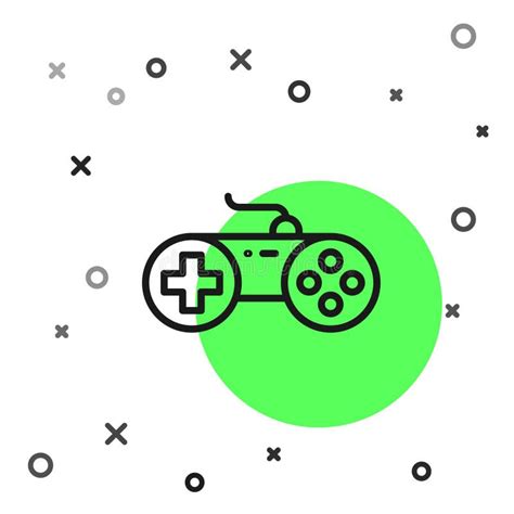 Black Line Gamepad Icon Isolated On White Background Game Controller Stock Vector