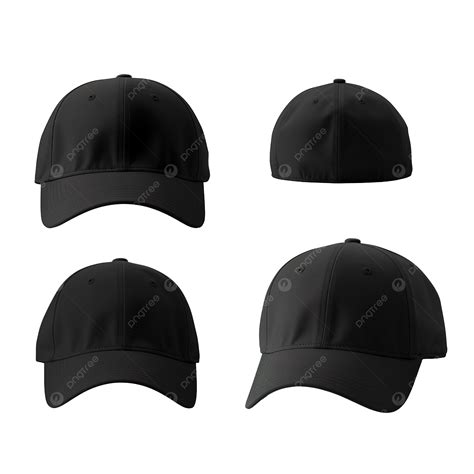 다양한 관점 뷰에서 검은색 모자 템플릿의 3d 렌더링 모자 캡 검은색 Png 일러스트 및 이미지 에 대한 무료 다운로드 Pngtree