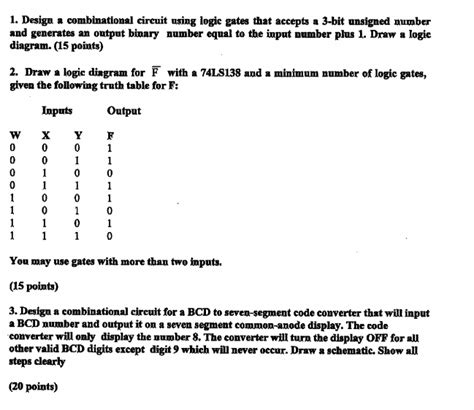 Solved 1 Design A Combinational Circuit Using Logic Gates
