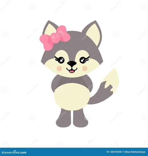 Cartoon Cute Wolf Girl Vector Stock Vector Illustration Of Predator