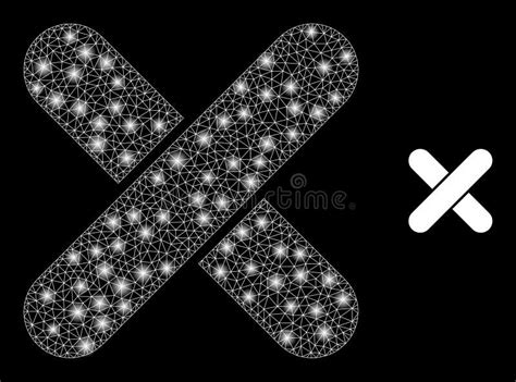vector mesh web x cross with glowing constellation dots stock vector