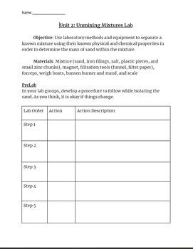 Chemistry Unmixing Mixtures Lab By Trent McCallister TPT