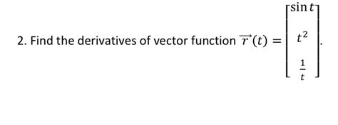 Solved Find The Derivatives Of Vector Function Chegg Com