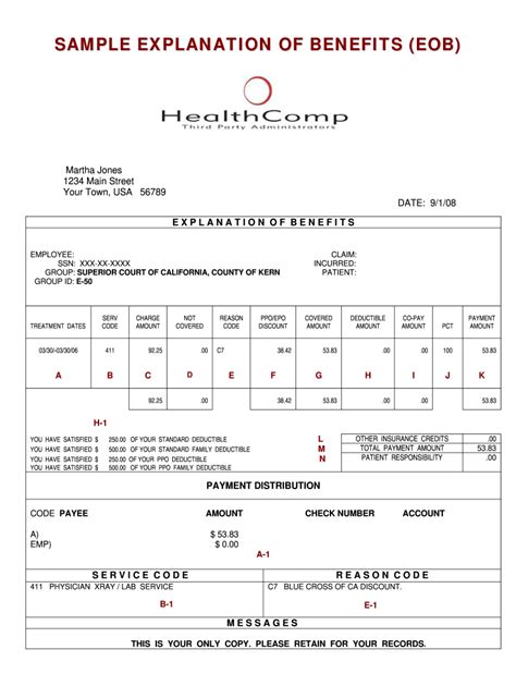 Eob Sample Pdf Fill Out Sign Online DocHub