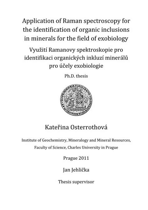 Pdf Application Of Raman Spectroscopy For The Identification
