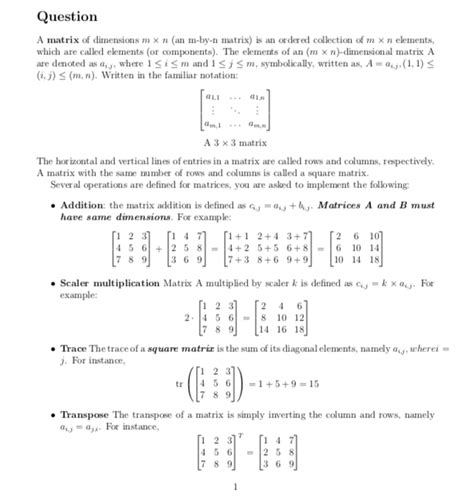 solved question a matrix of dimensions m × n an m by n