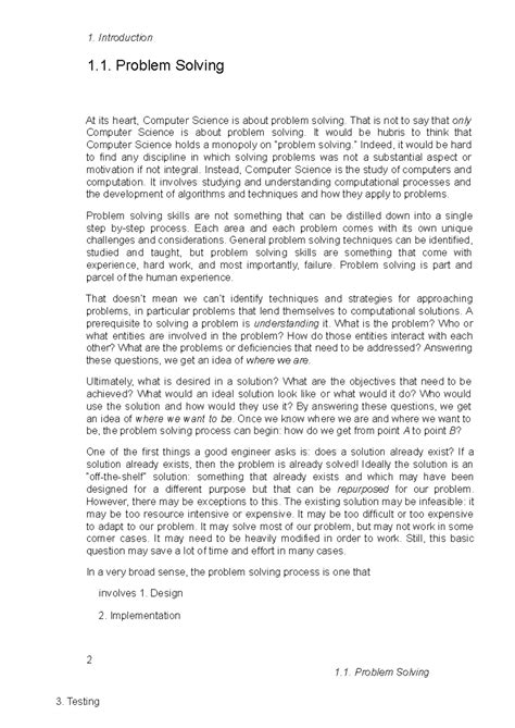 Computer Science One Notes Introduction 1 Problem Solving At Its