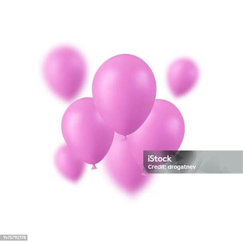 3d 현실적인 핑크 생일 축하 풍선 파티와 축하를 위해 비행 0명에 대한 스톡 벡터 아트 및 기타 이미지 0명 3차원 형태 공중 부양 Istock