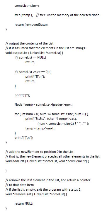 Solved Write The Code For The Following Additional Linked