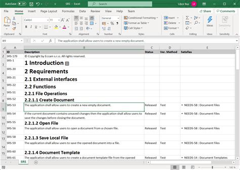 Export Documents To Xlsx Reqview Documentation