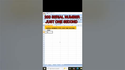Serial Number In Excel Just One Shortcut Keyexcel Exceltips Youtube
