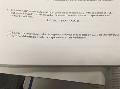 Solved Use The Delta G Degree F Values In Appendix Of Your Chegg Com