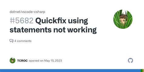 Quickfix Using Statements Not Working · Issue 5682 · Dotnetvscode