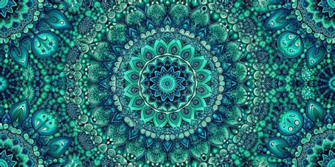 Intricate Symmetrical Patterns In Shades Of Emerald Green And Sapphire Blue Ready For Your Full