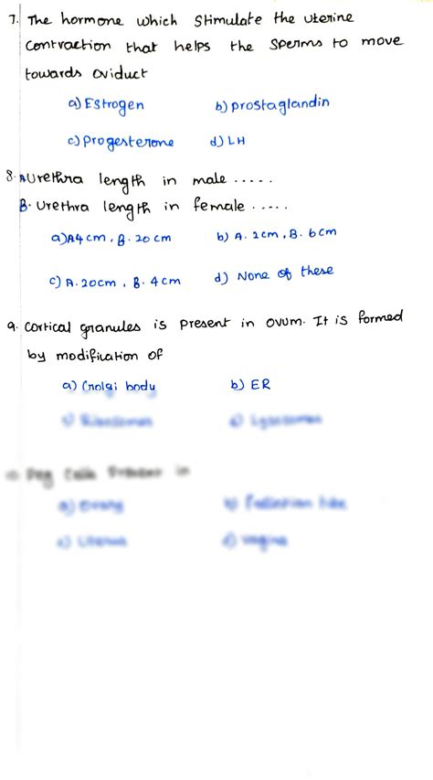 SOLUTION Mcqs Human Reproductive System Studypool