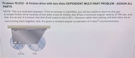 Solved Determine The Angular Velocity Of Each Disk As Chegg