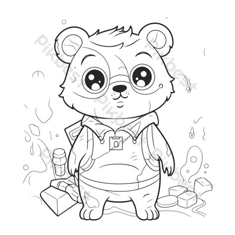 컬러 페이지 황갈색 곰 색칠 신선하고 귀엽다 무료 색칠 공부 다운로드 개요 스케치 드로잉 벡터 일러스트 Png Png 무료 다운로드 Pikbest
