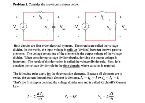 solved problem 1 consider the two circuits shown below